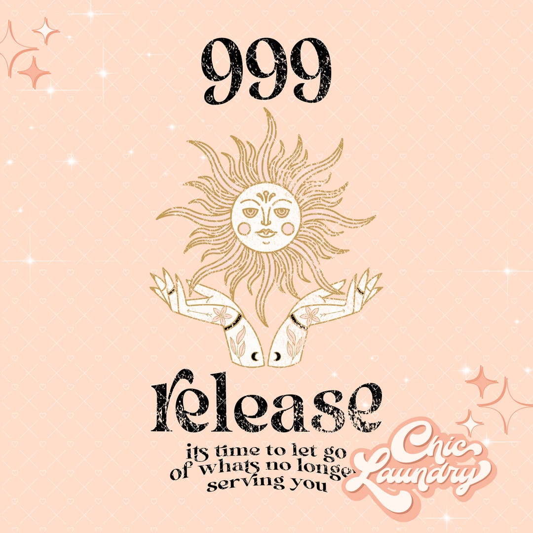 Angel Numbers 999 PNG Digital Download, Front and Back Design in Black ...