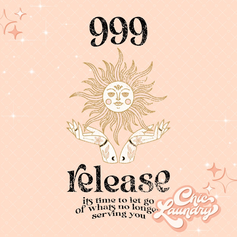 Angel Numbers 999 PNG Digital Download, Front and Back Design in Black ...