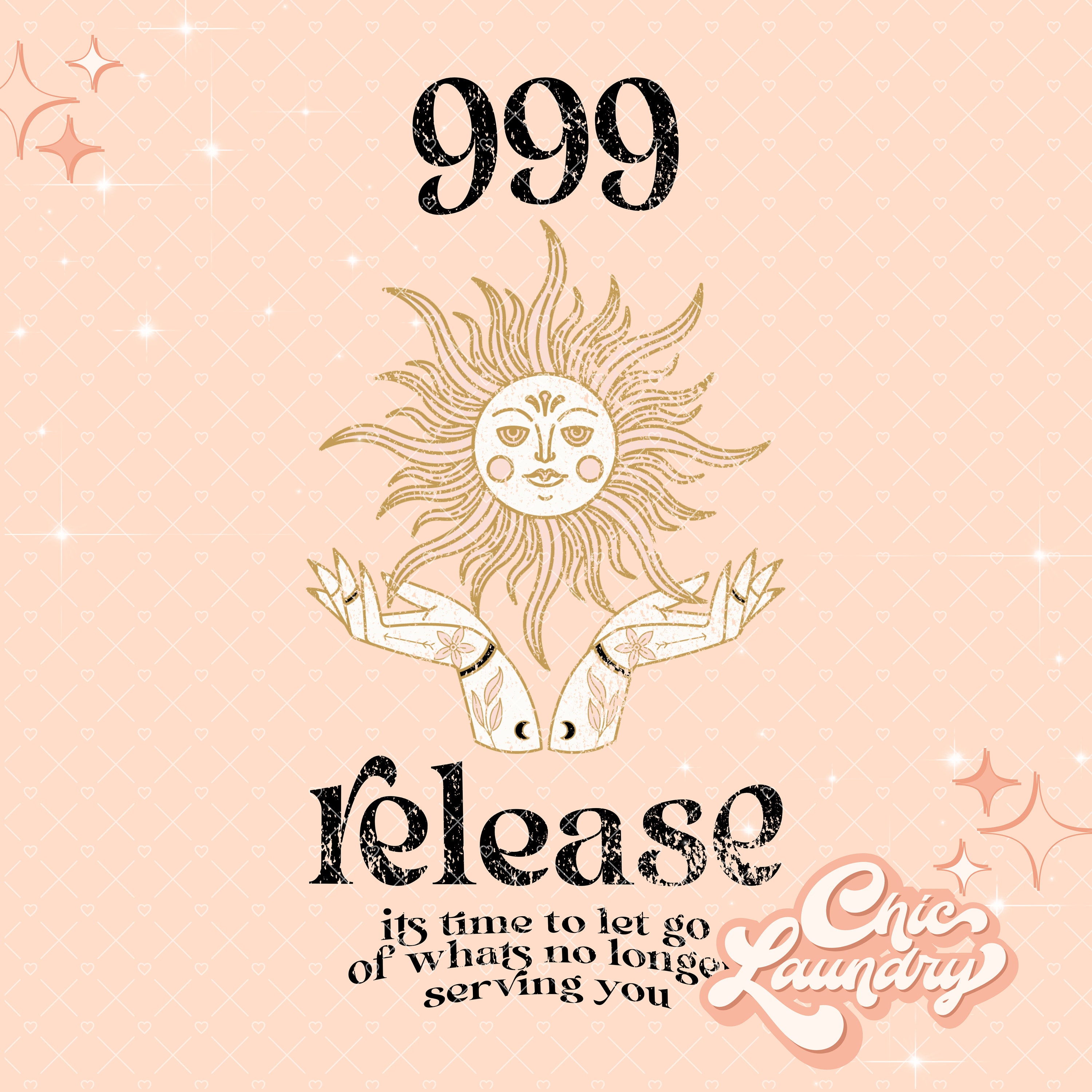 Angel Numbers 999 PNG Digital Download, Front and Back Design in Black ...