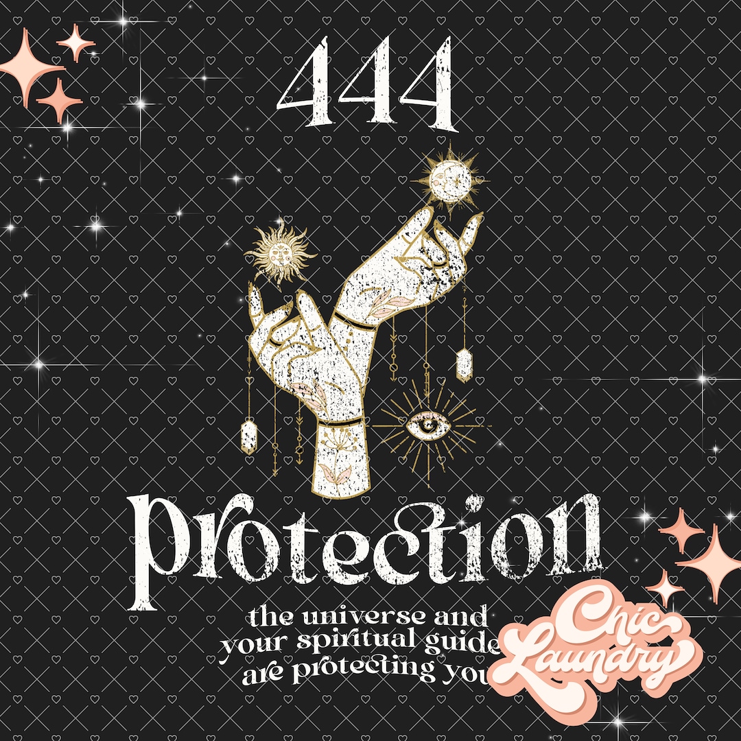 Angel Numbers 444 PNG Digital Download, Front and Back Design in Black ...