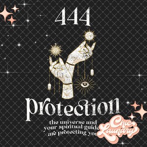 Angel Numbers 444 PNG Digital Download, Front and Back Design in Black ...