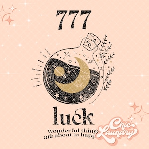 Angel Numbers 777 PNG Digital Download, Front and Back Design in Black ...