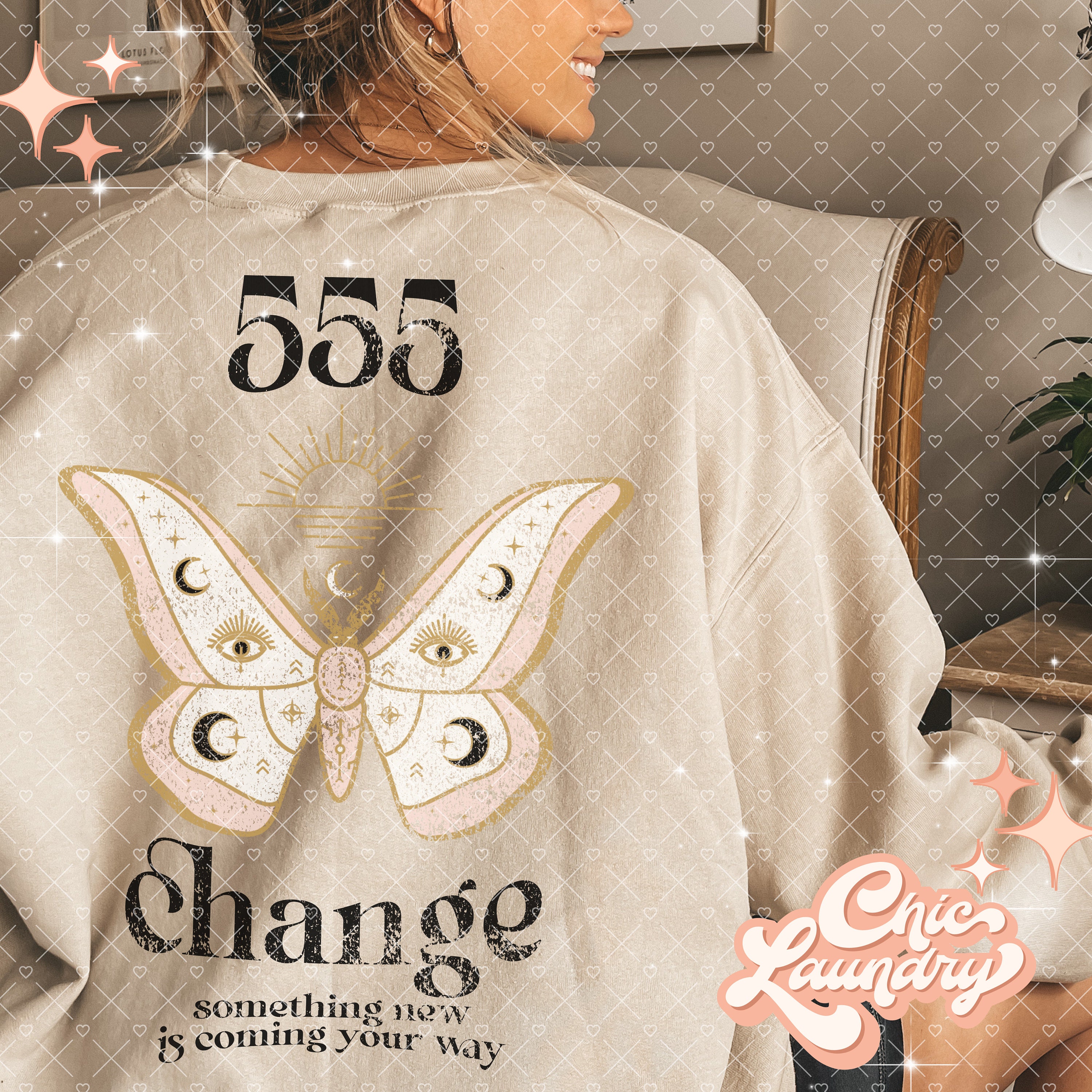 Angel Numbers 555 PNG Digital Download, Front and Back Design in Black ...
