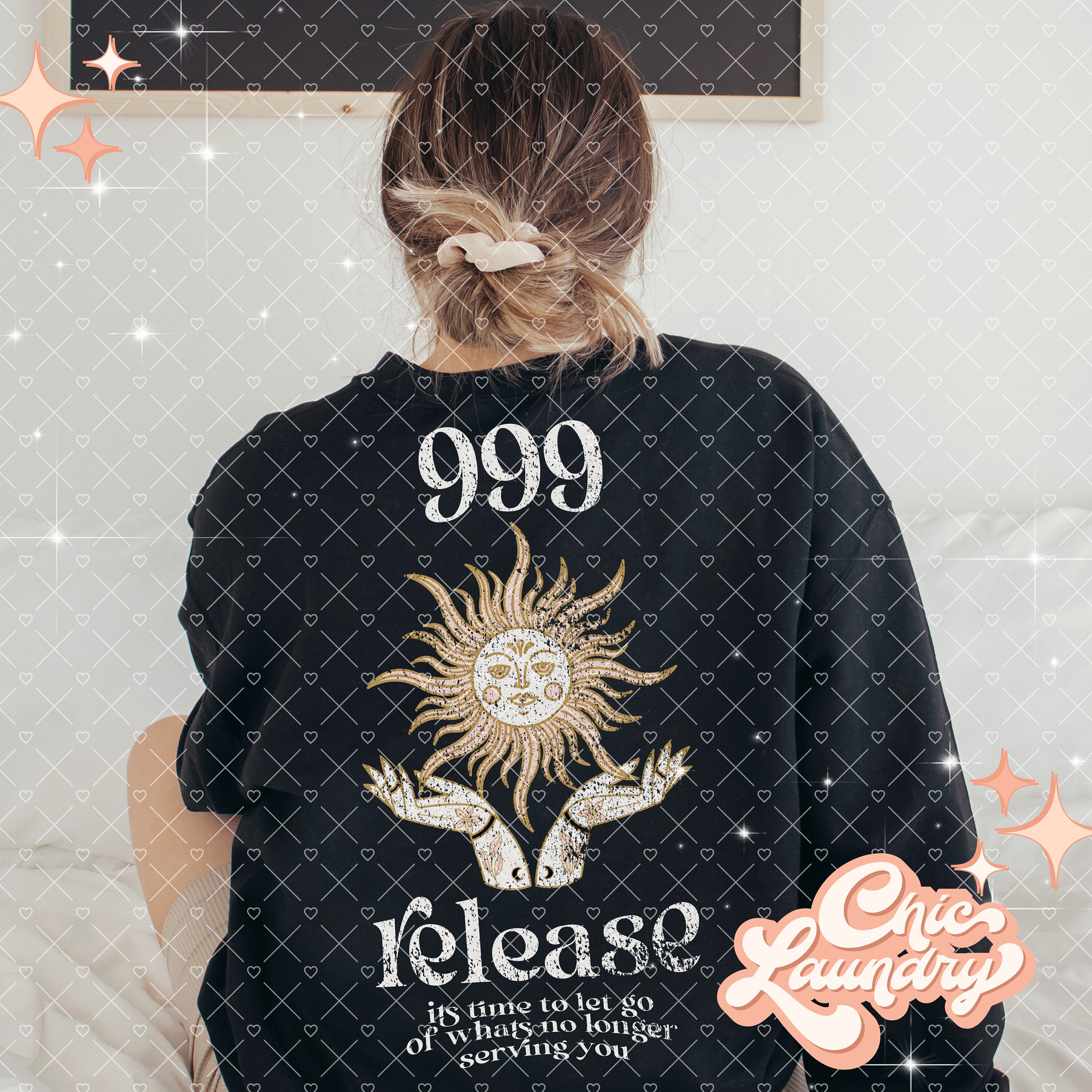 Angel Numbers 999 PNG Digital Download, Front and Back Design in Black ...