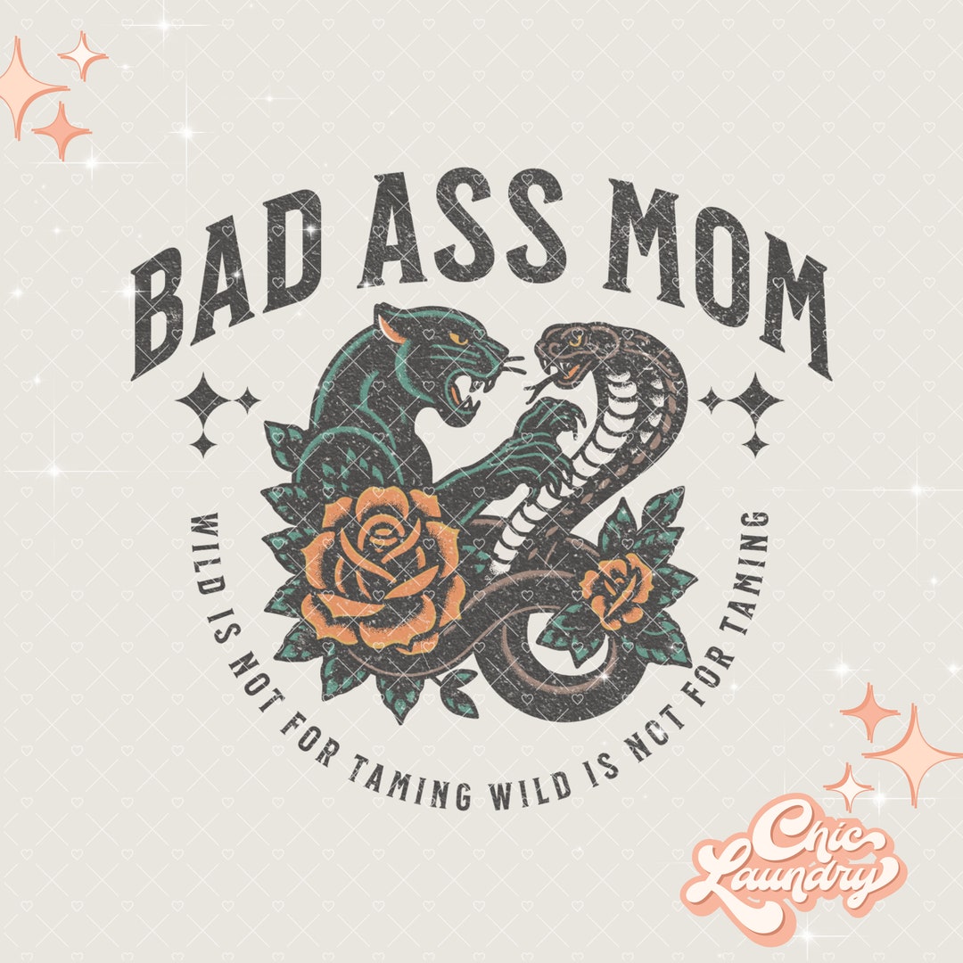 Bad Ass Mom Baddie Women Panther Snake Rose Tattoo Flash PNG Instant ...