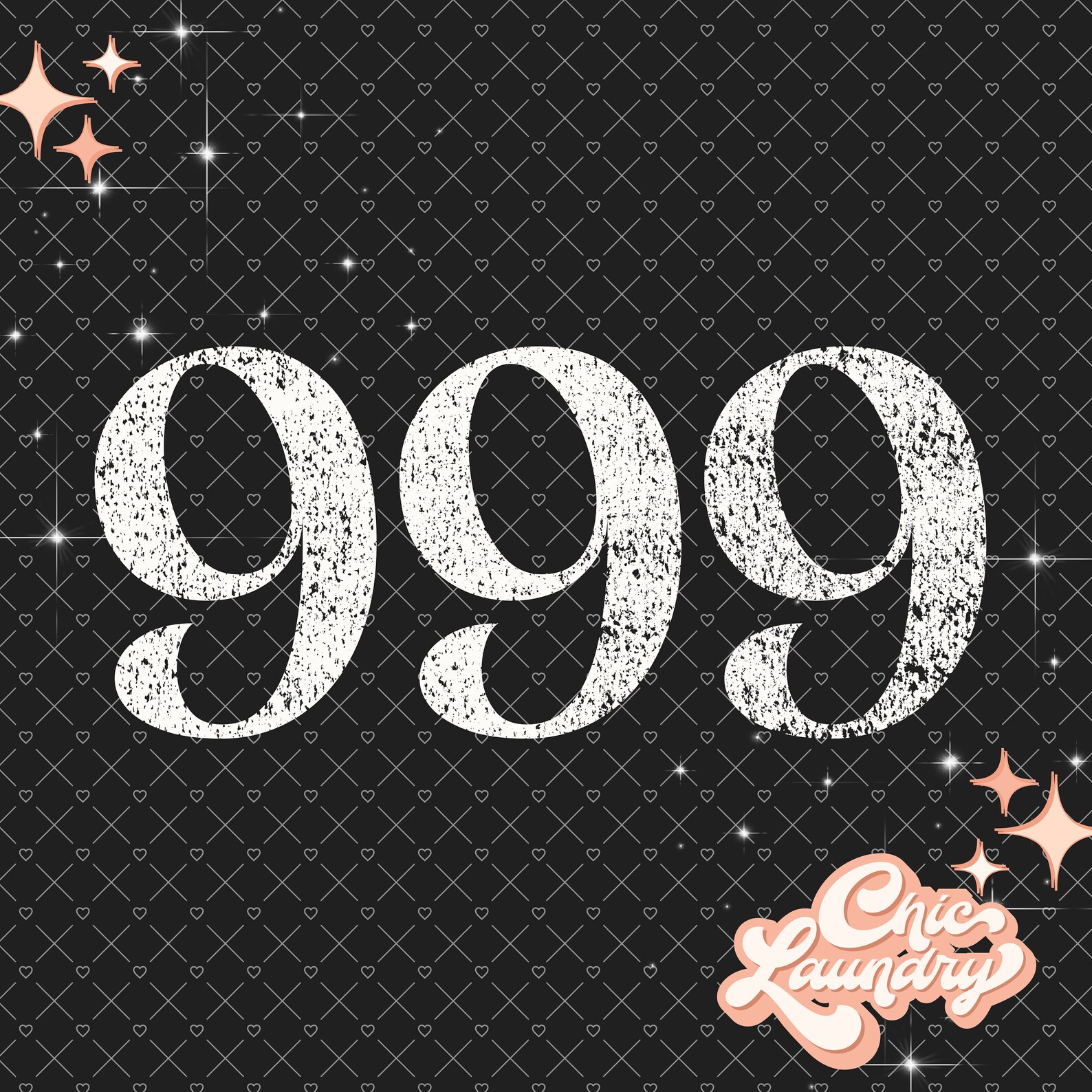 Angel Numbers 999 PNG Digital Download, Front and Back Design in Black ...