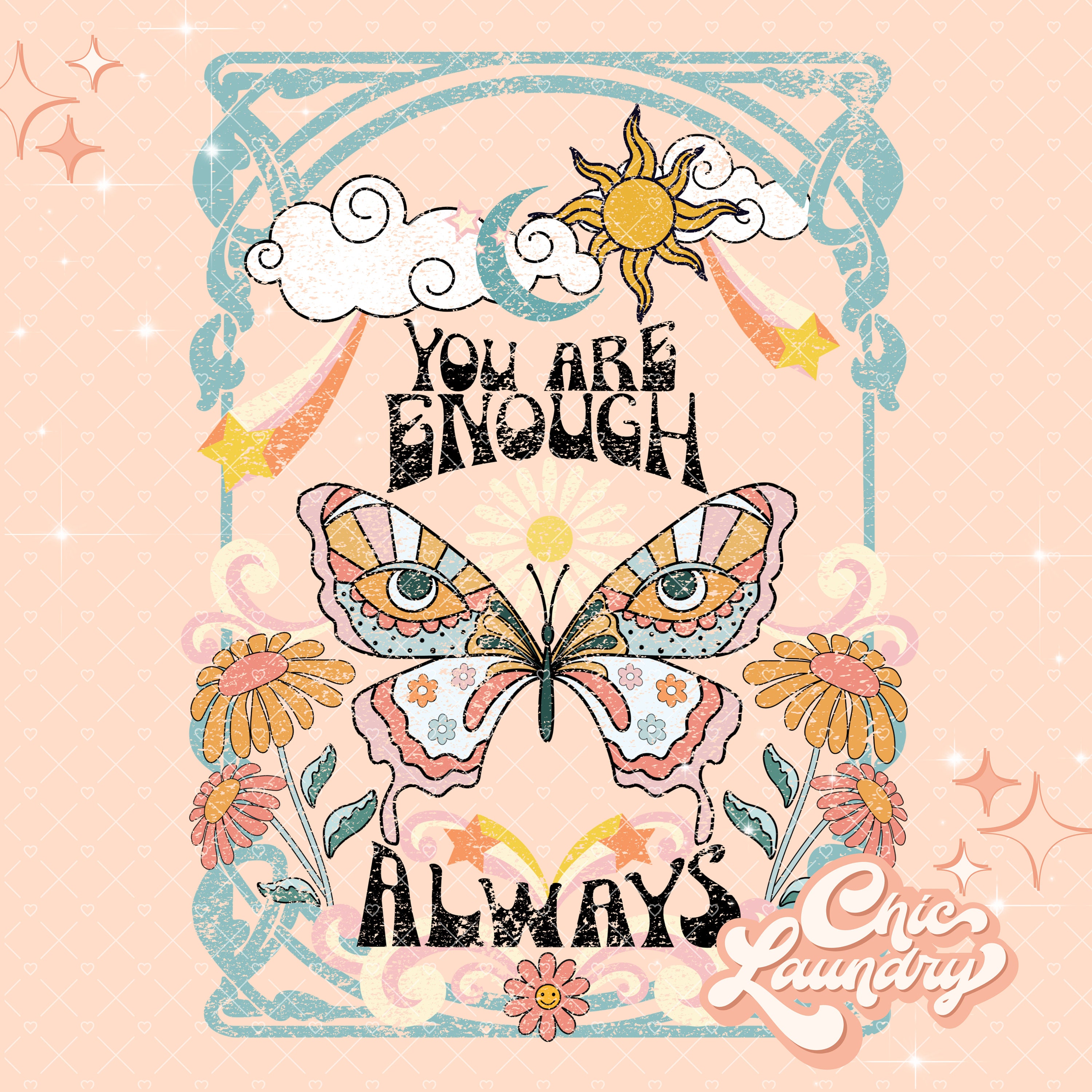 You Are Enough Always PNG Digital Download, Positive Affirmation 60s ...