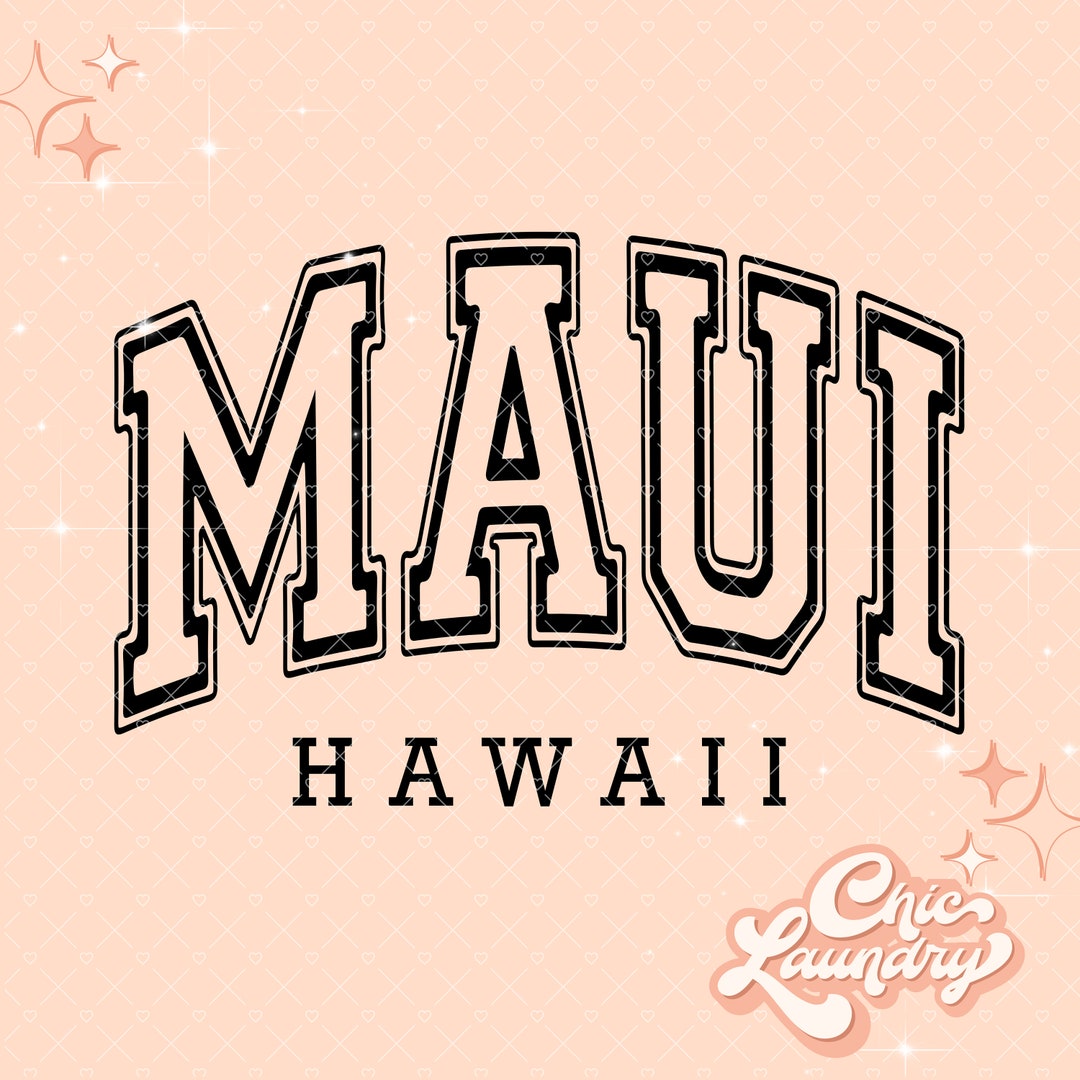 Maui Hawaii PNG Digital Download, Varsity Font Retro Vintage Hawaiian ...