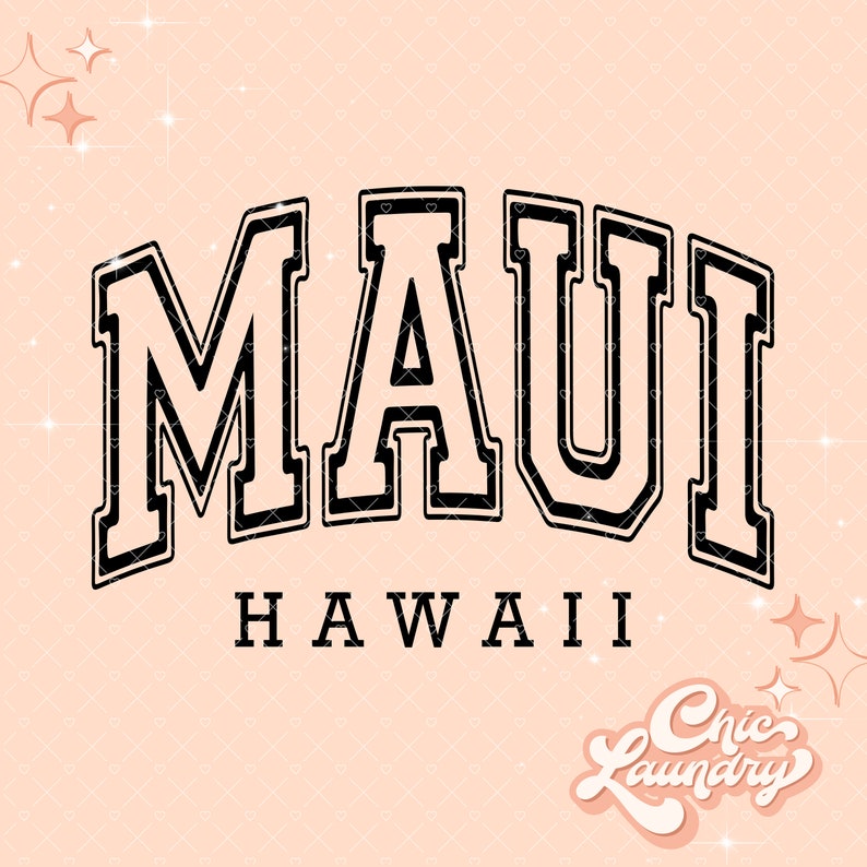 Maui Hawaii PNG Digital Download, Varsity Font Retro Vintage Hawaiian ...