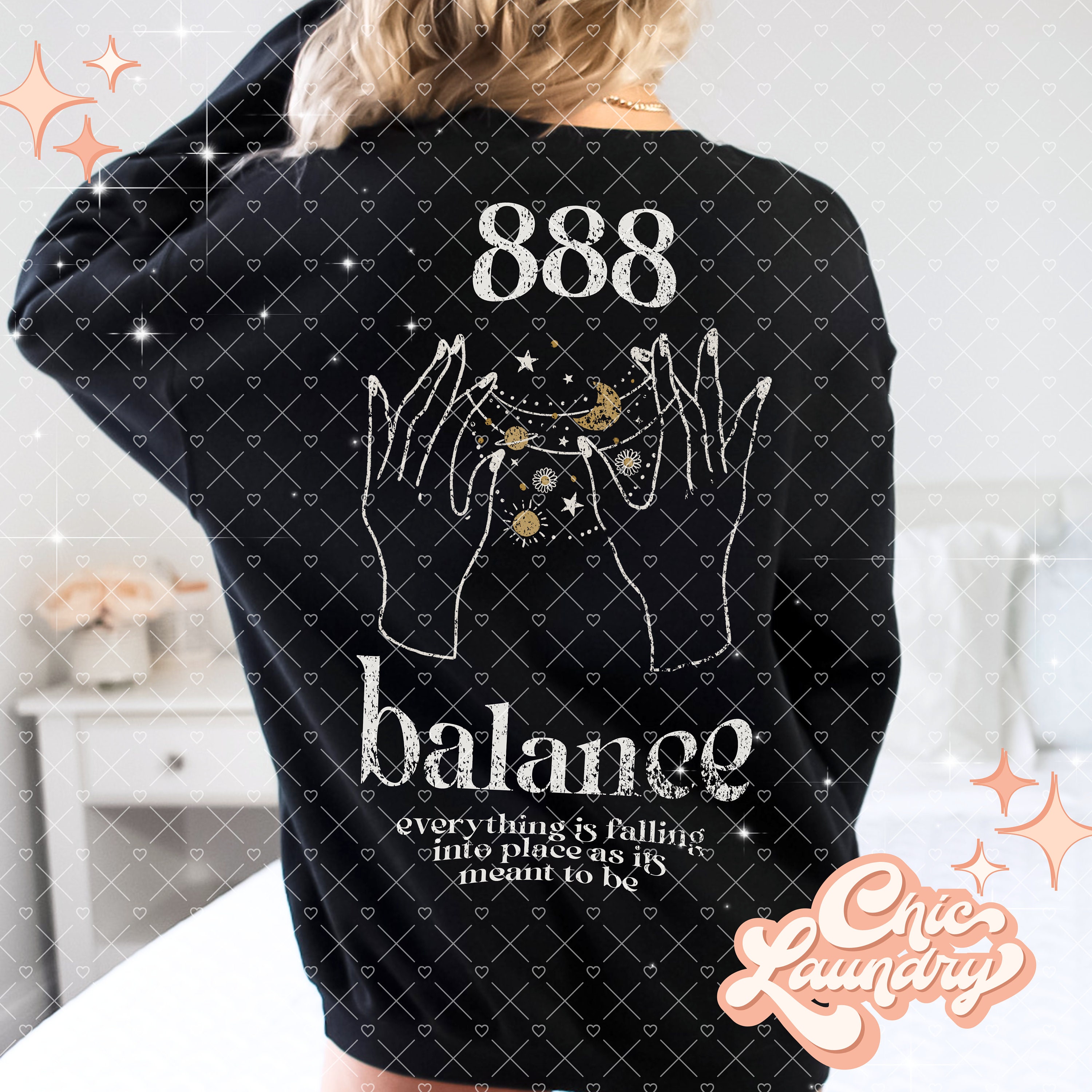 Angel Numbers 888 PNG Digital Download, Front and Back Design in Black ...
