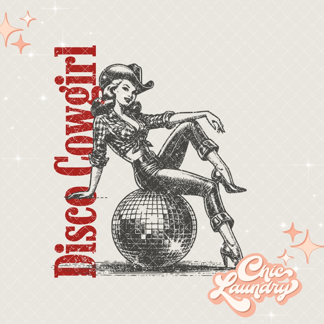 Disco Cowgirl Western PNG Instant Digital Download Rebel Women DTF POD ...
