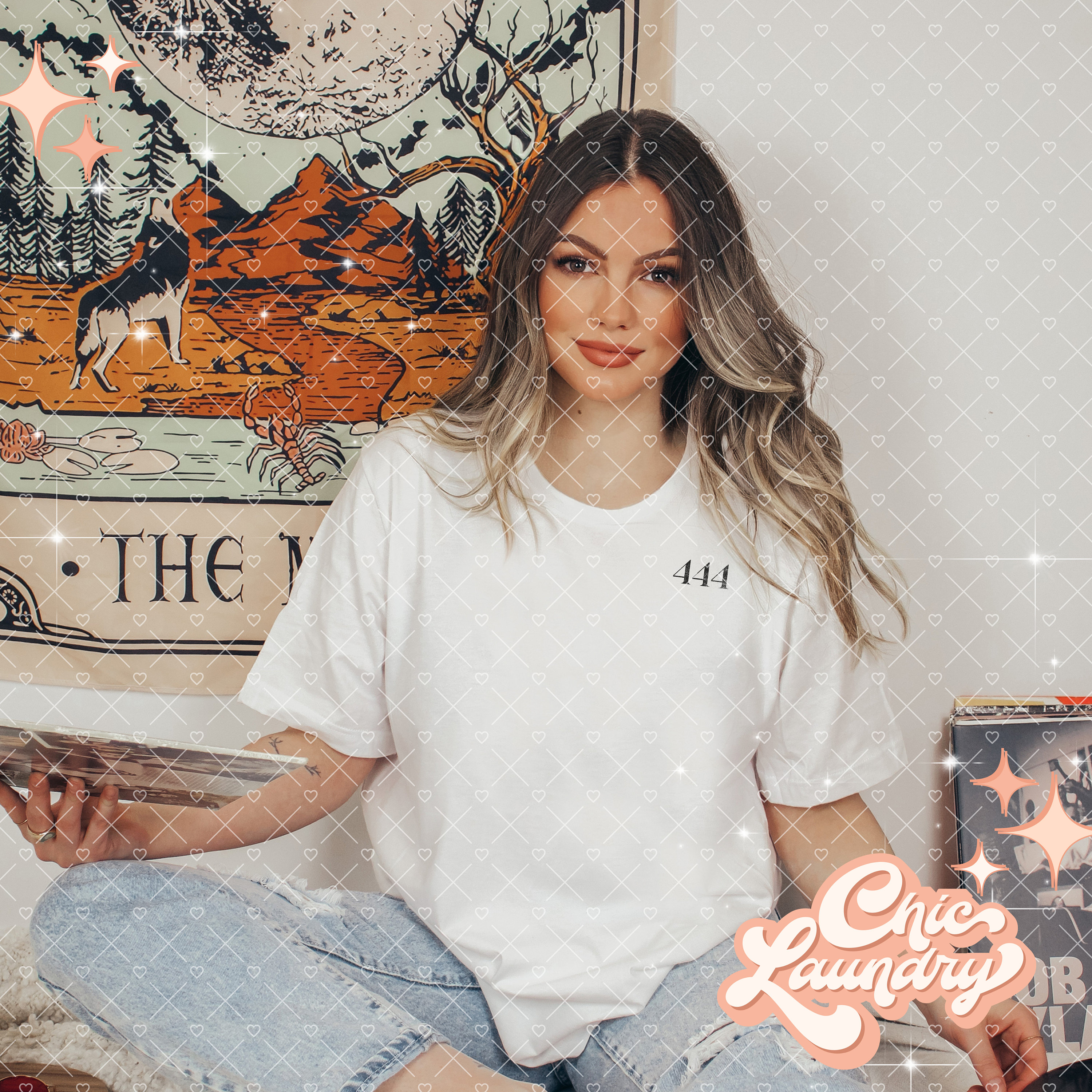 Angel Numbers 444 PNG Digital Download, Front and Back Design in Black ...