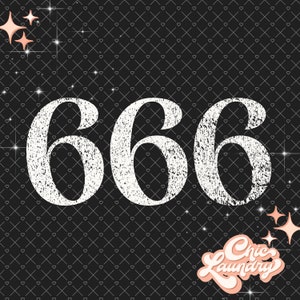 Angel Numbers 666 PNG Digital Download, Front and Back Design in Black ...