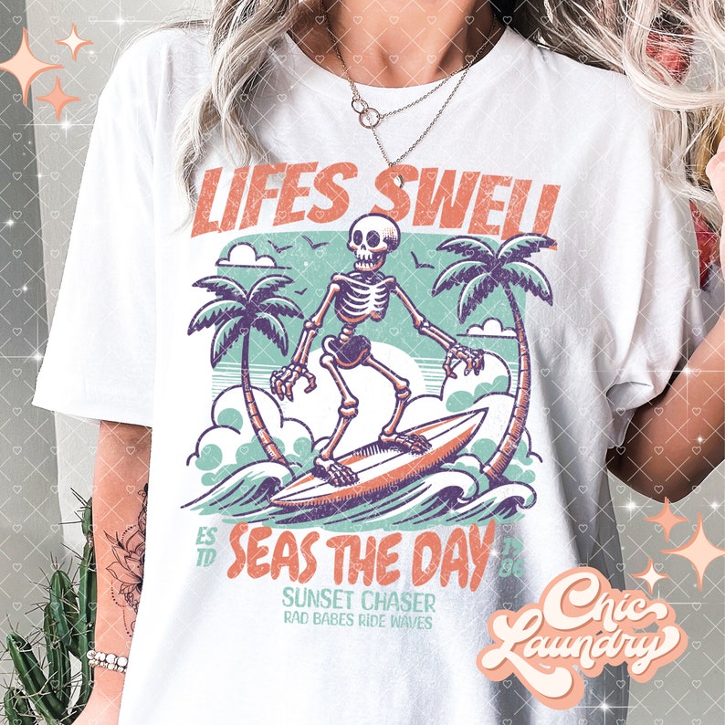 Lifes Swell Rad Babes Ride Waves Seas the Day Beach Baddie PNG Instant ...