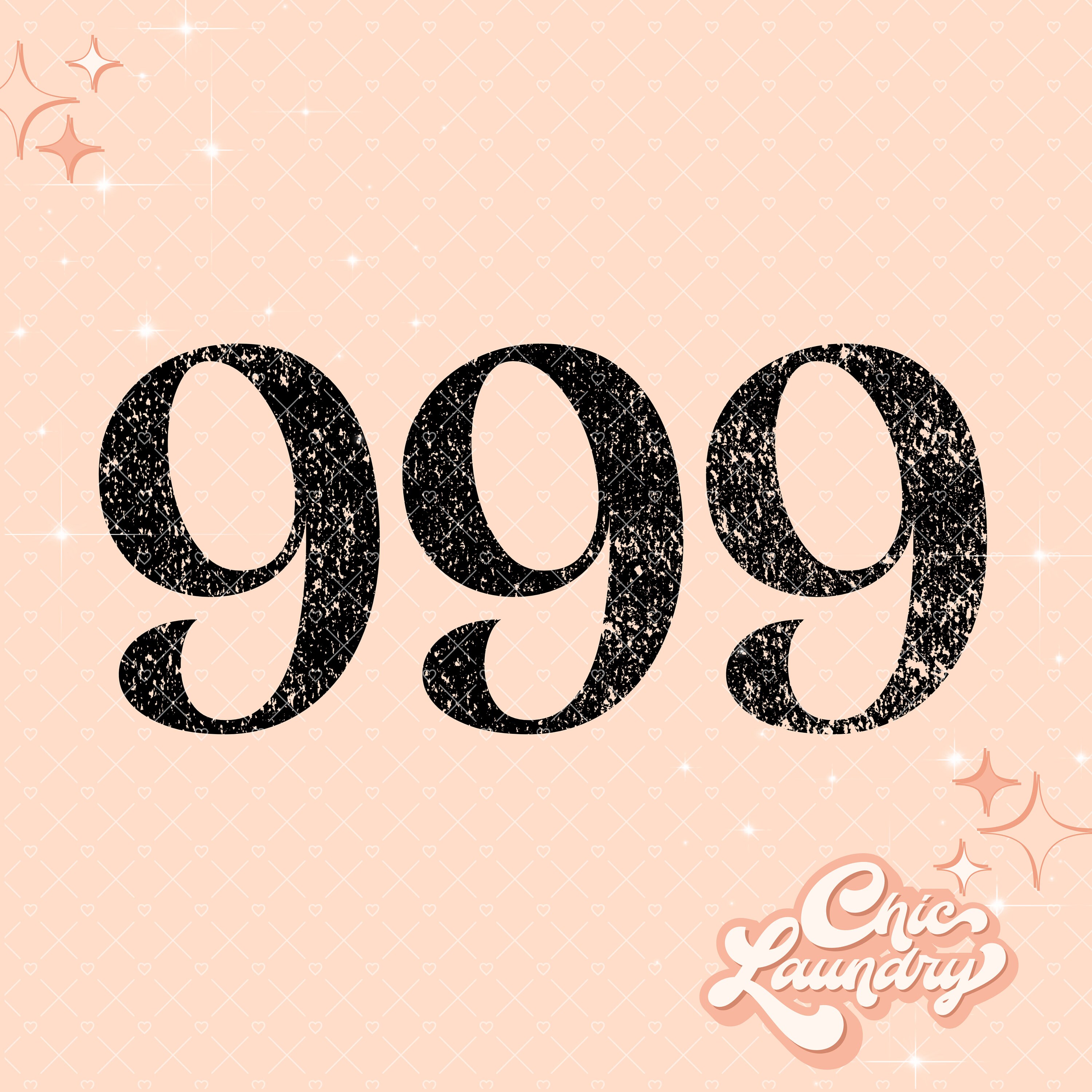 Angel Numbers 999 PNG Digital Download, Front and Back Design in Black ...