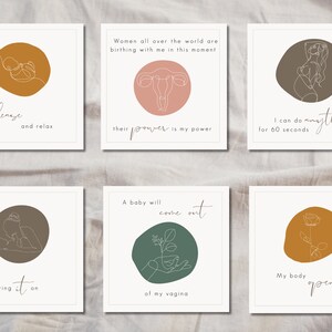 Birth Affirmation Cards - Line Art Positive Birth Cards - Printable ...