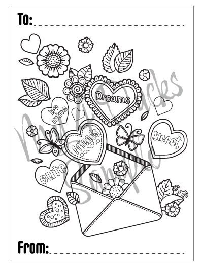 Valentine's Day Cards - Color Your Own! - Etsy