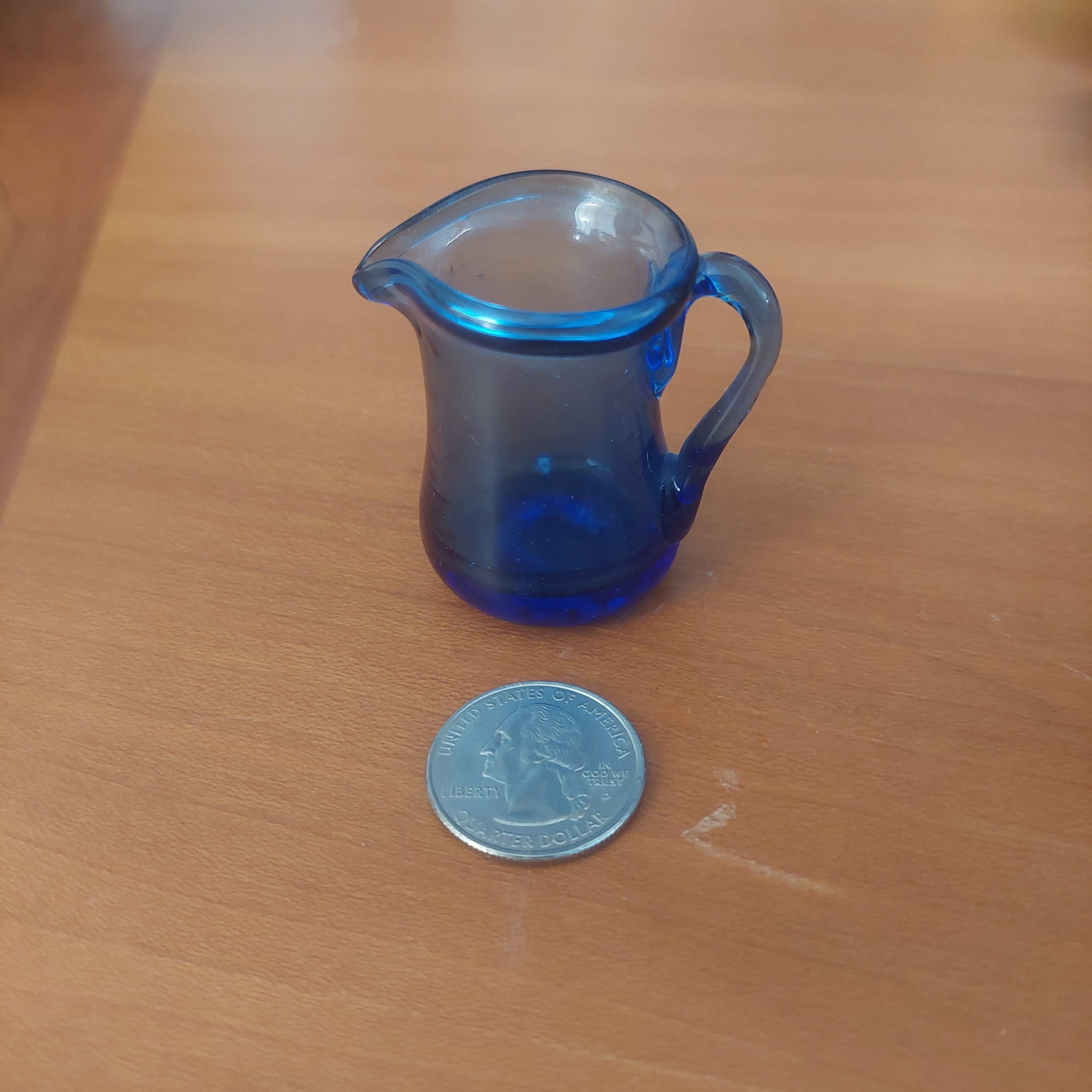 Vintage Miniature Hand Blown Blue Glass Pitchers Set of 3 - Etsy