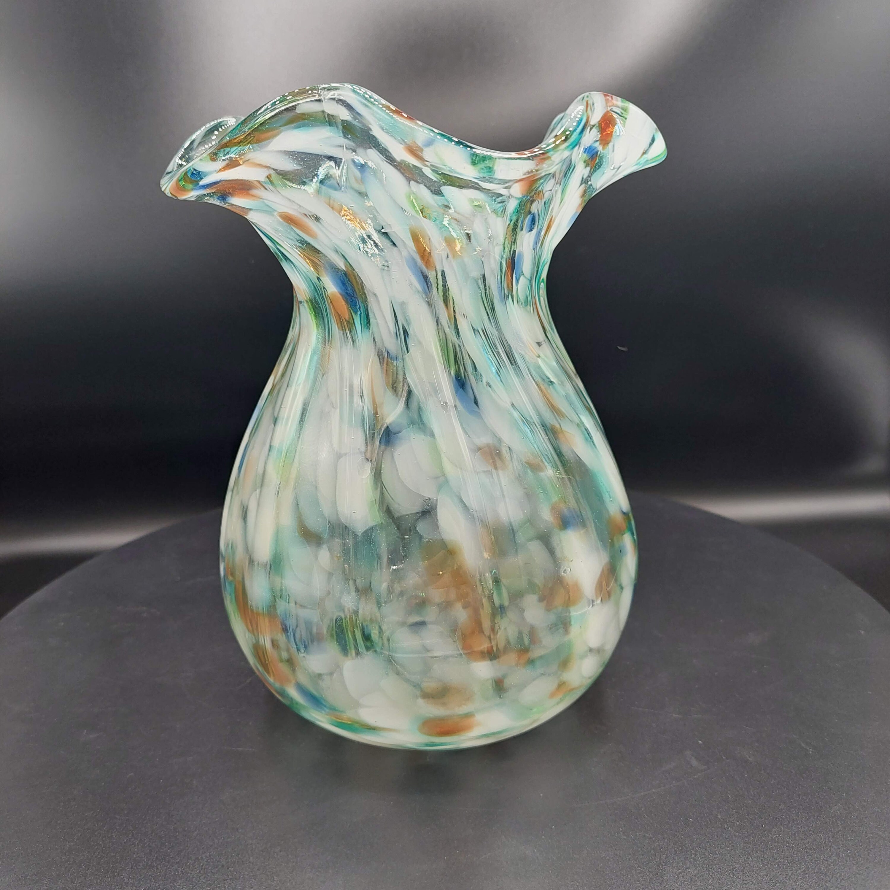 MCM Murano Style Glass Vase Multi Color Confetti Look End of Day ...