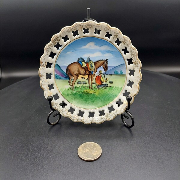 Hand Painted Cowboy Plate - Etsy