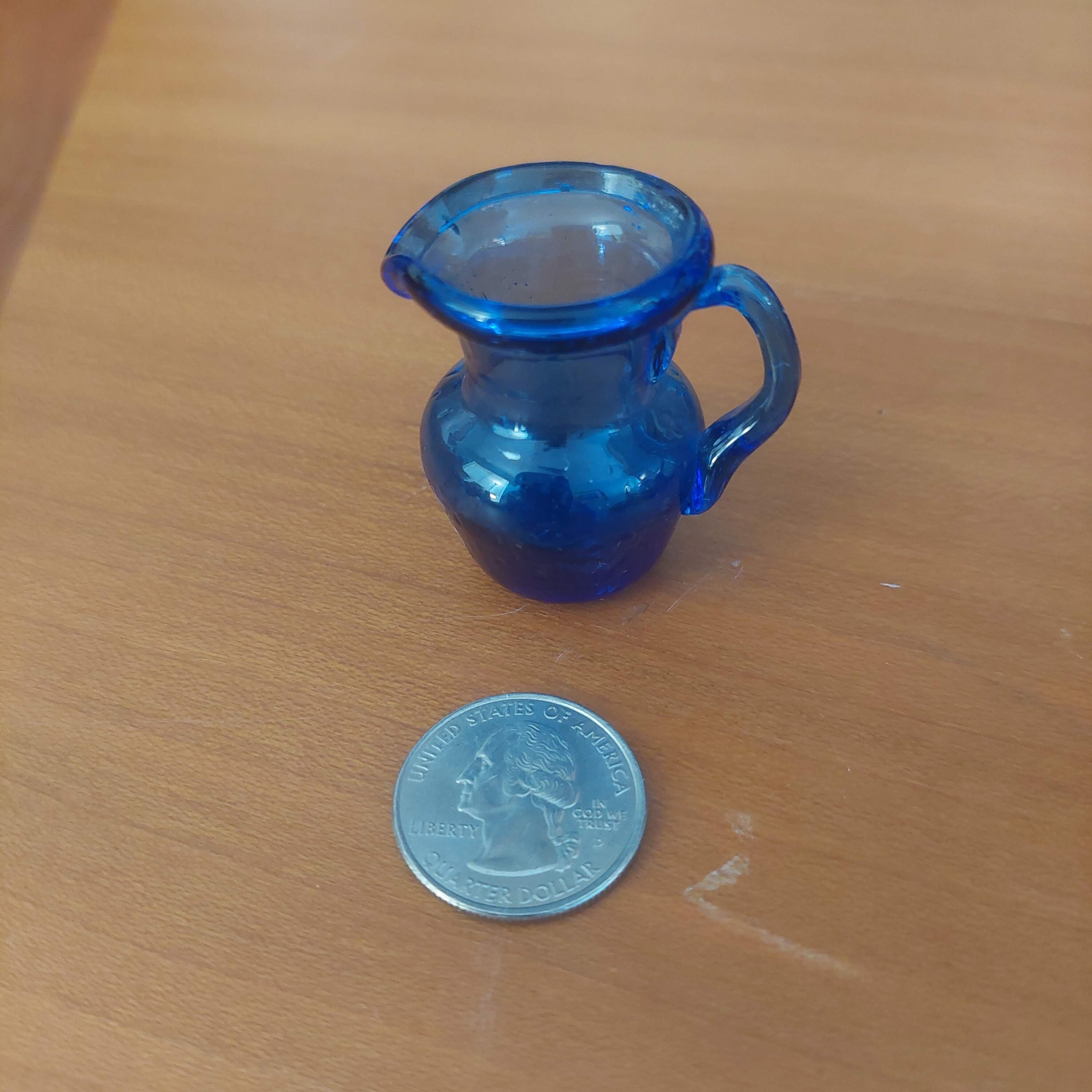 Vintage Miniature Hand Blown Blue Glass Pitchers Set of 3 - Etsy