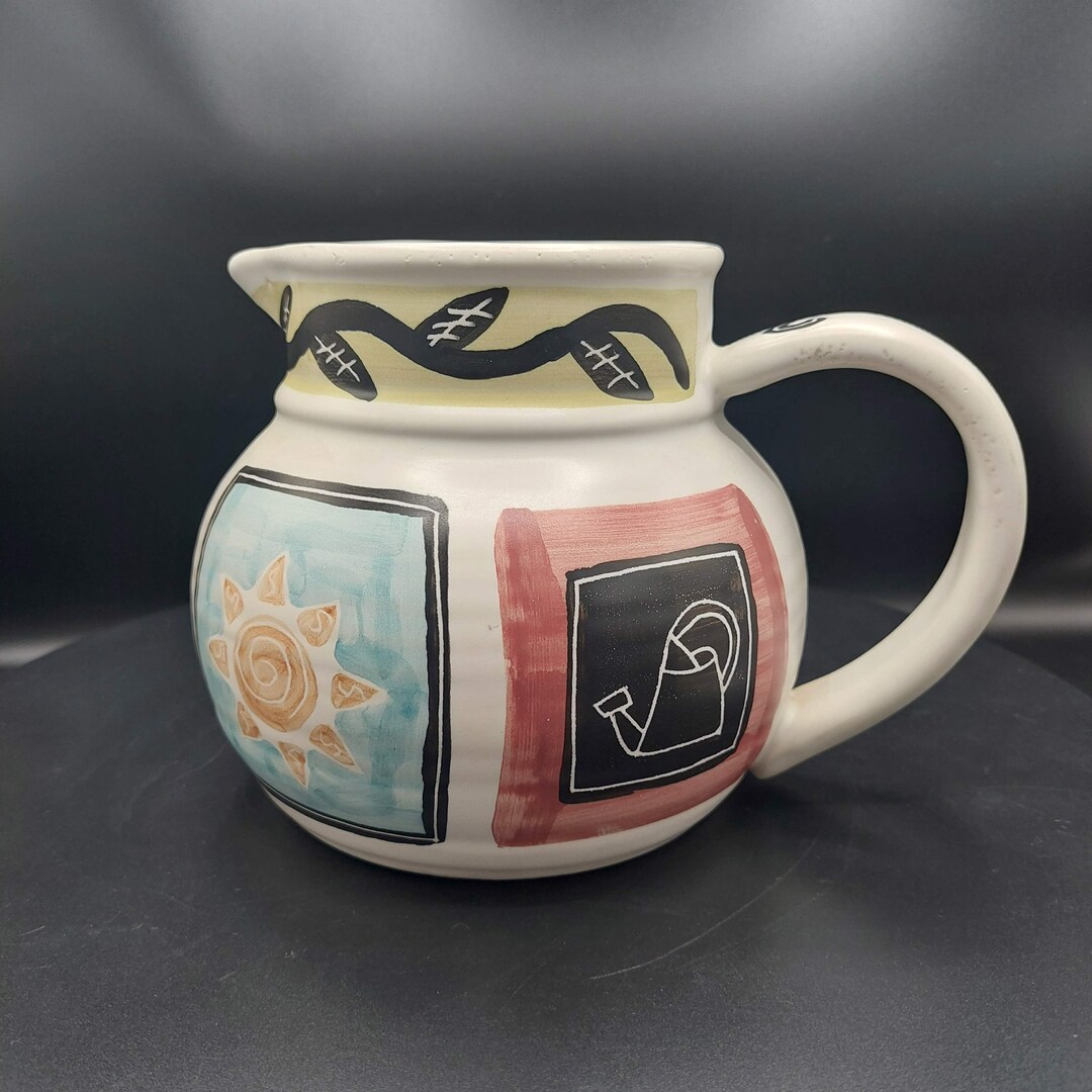 Vintage Treasure Craft Pitcher/ewer Ceramic With Garden Southwest ...
