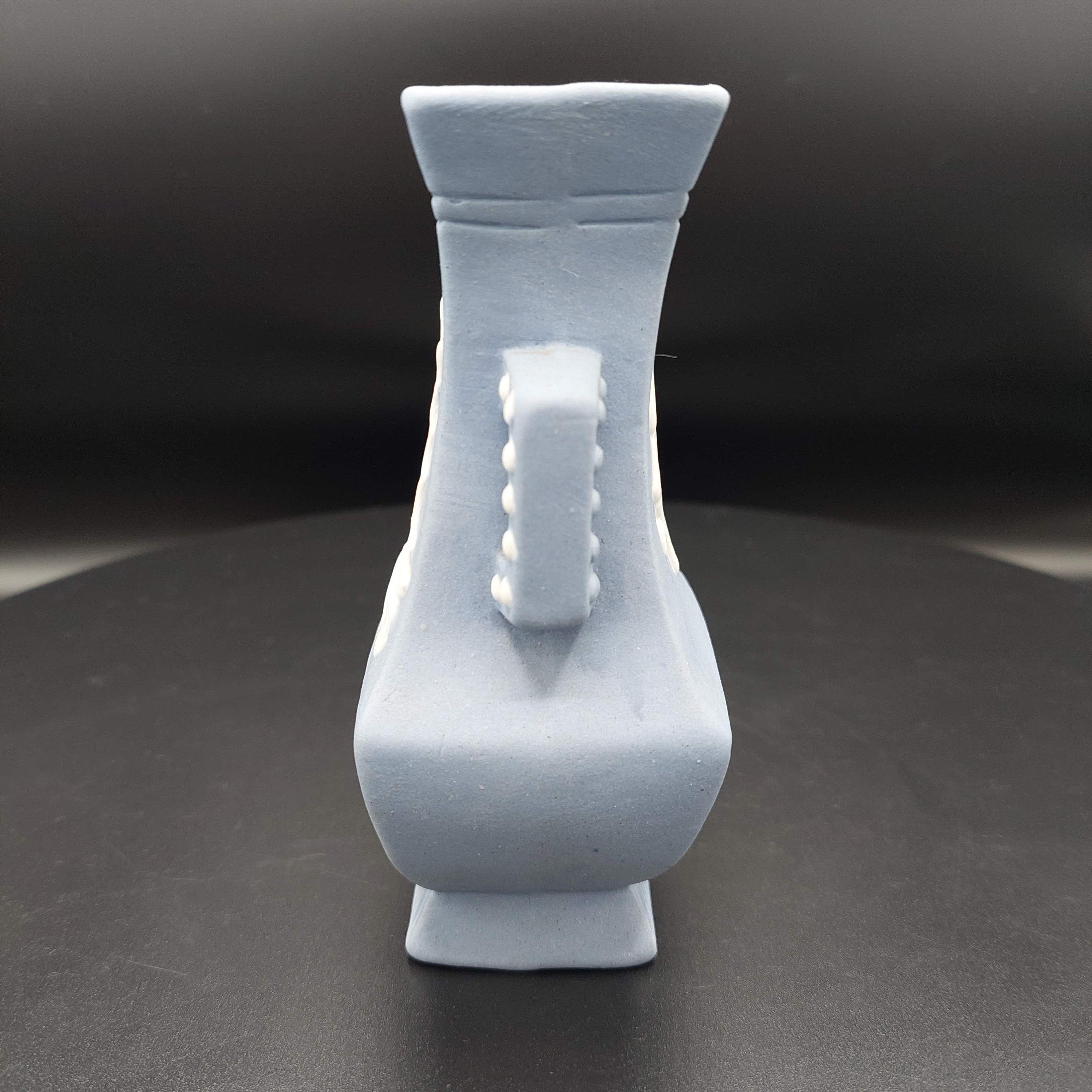 Vintage Blue and White Two-handled Vase With Ship With Billowing Sails ...