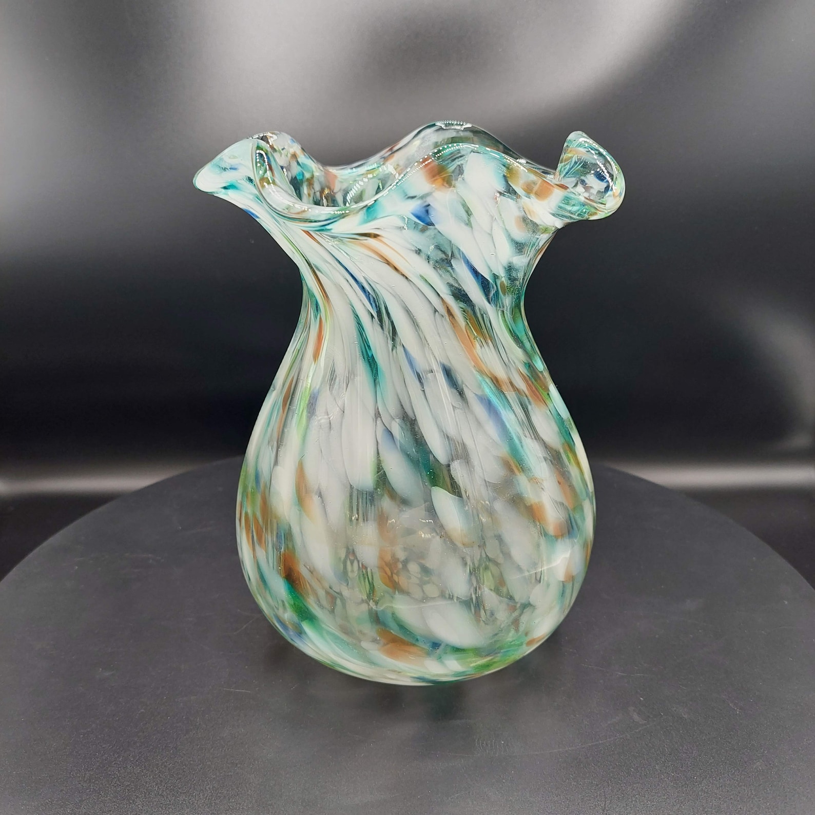 MCM Murano Style Glass Vase Multi Color Confetti Look End of Day ...