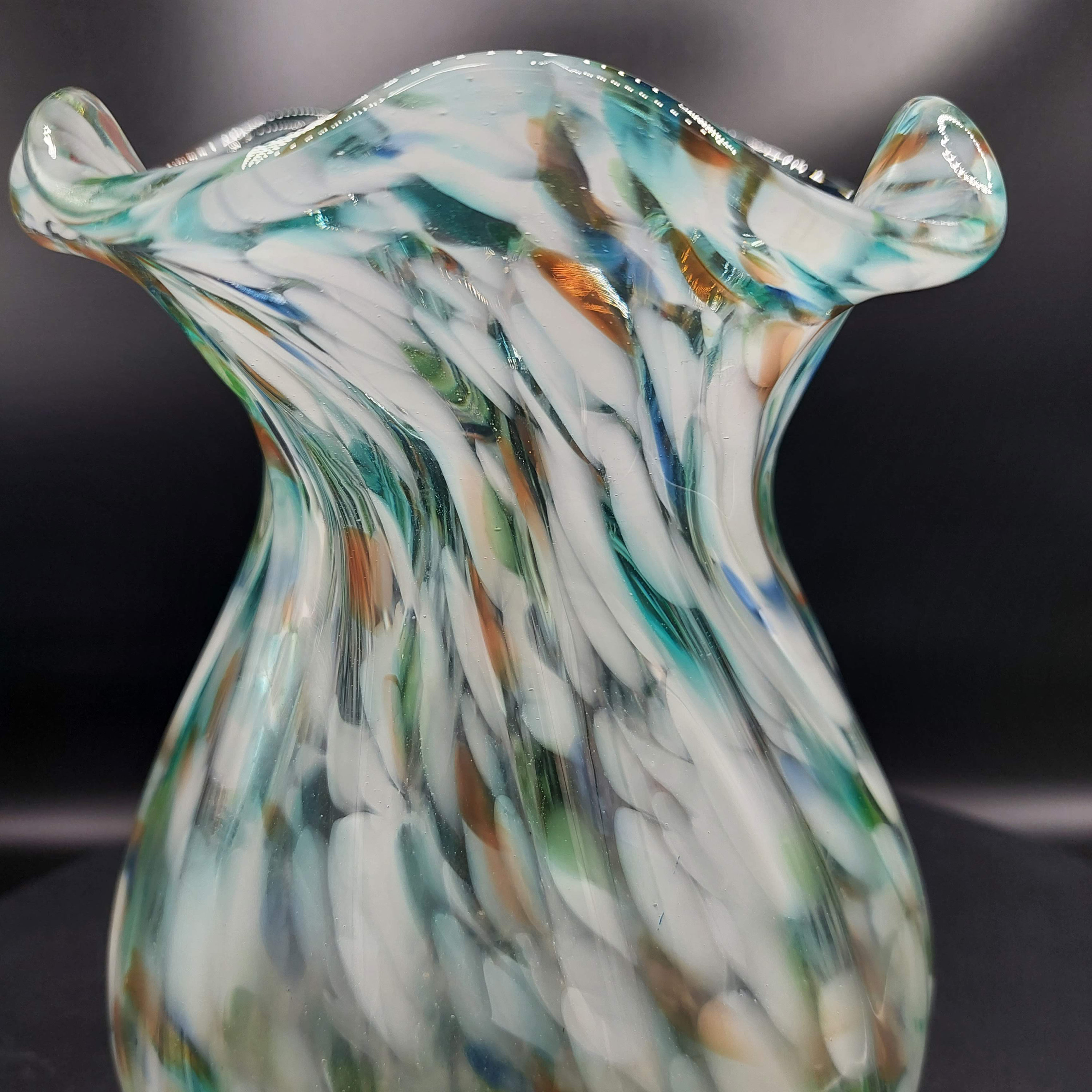 MCM Murano Style Glass Vase Multi Color Confetti Look End of Day ...