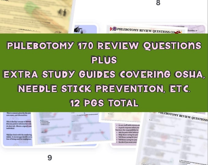 Phlebotomy Review Questions: Study Guide, OSHA & Needlestick (PDF ...