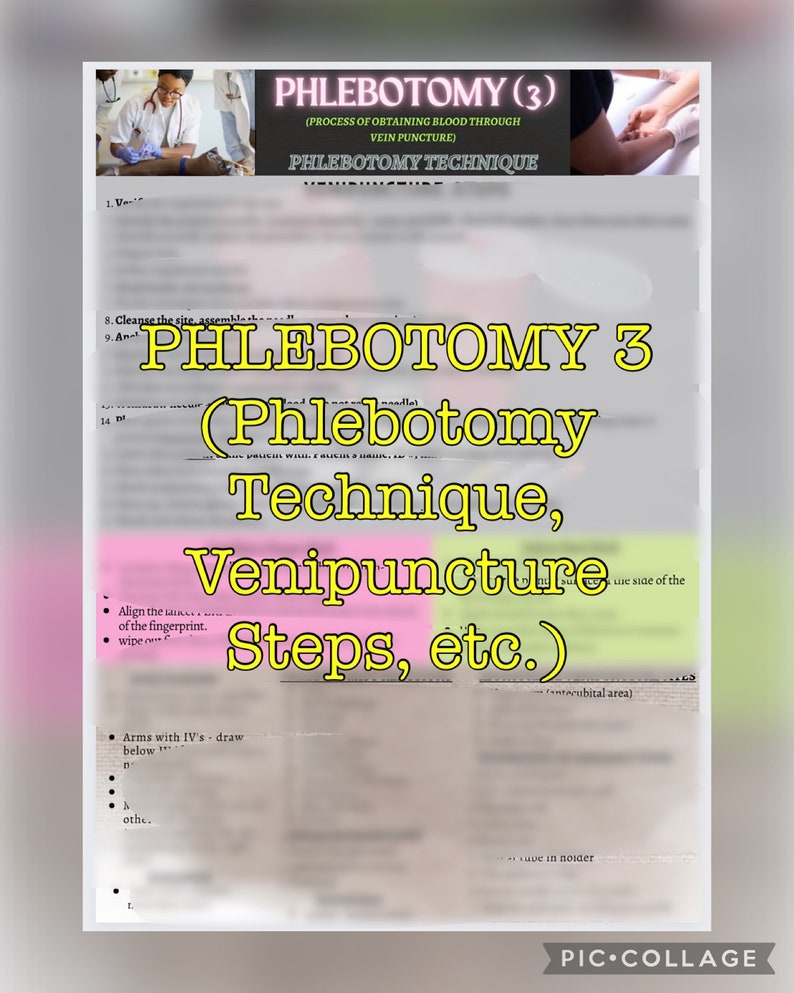 Phlebotomy PDF 6 Pages Study Guide plus 3 Free Extra Pages 9 - Etsy