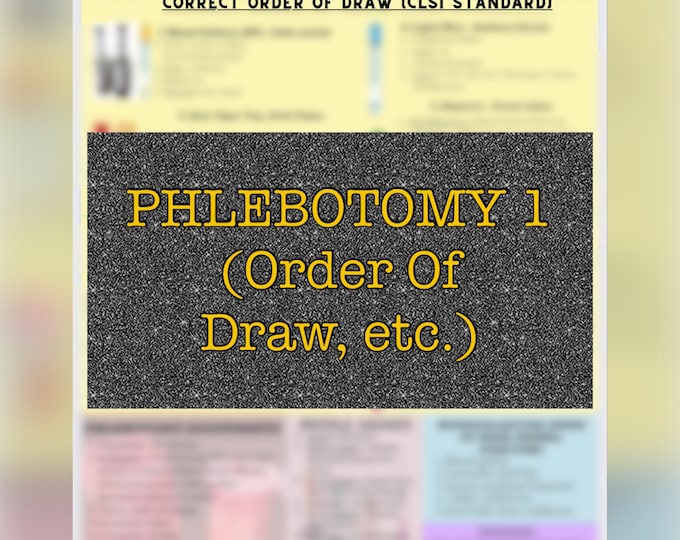 Phlebotomy Order of Draw and Chart Exercise (2 Pages PDF Files) - Etsy