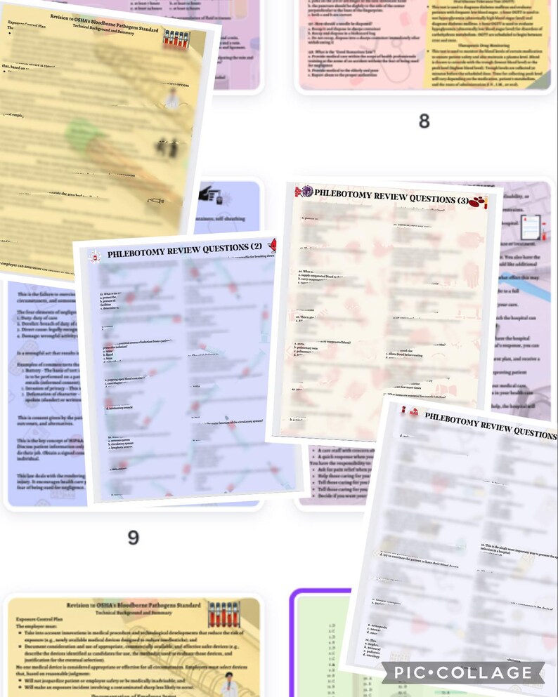 Phlebotomy Review Questions: Study Guide, OSHA & Needlestick (PDF ...