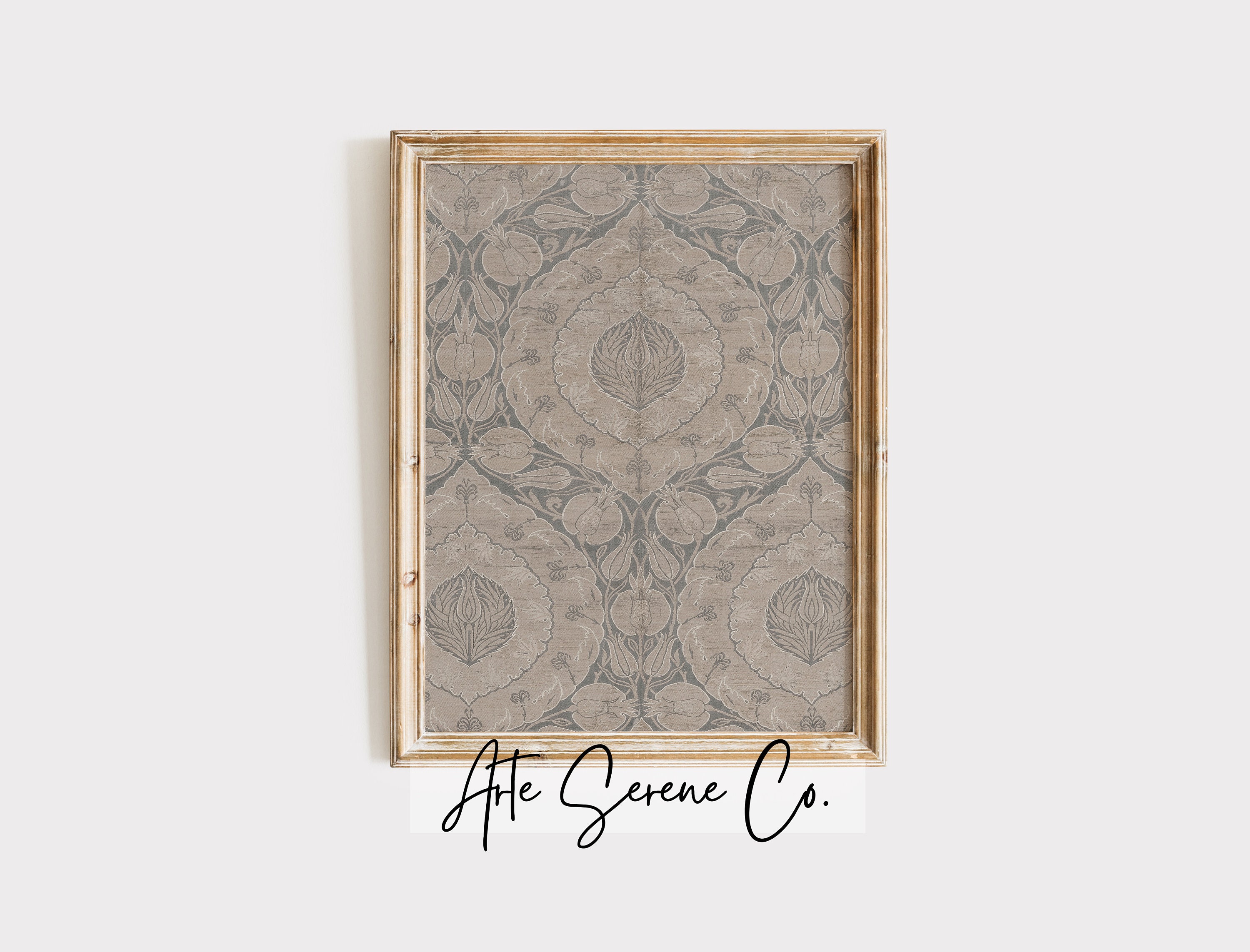 VINTAGE Printable Pattern Wall Art Beige Neutral Textile Art Print ...