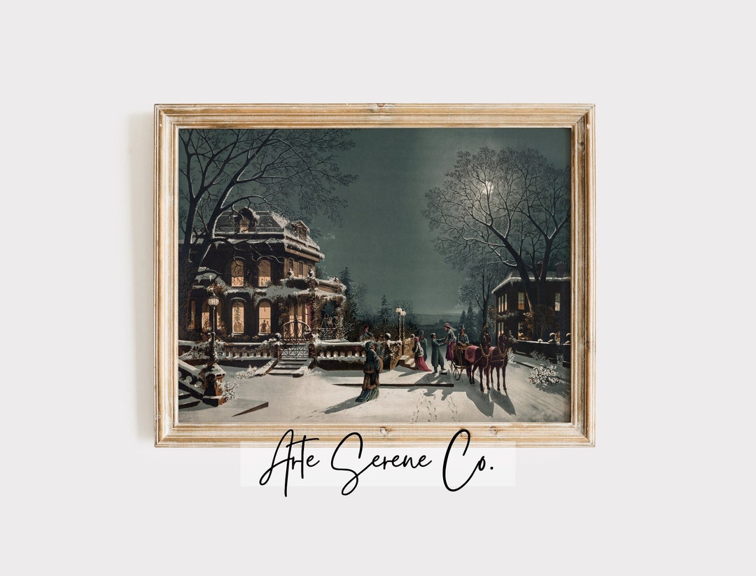 Christmas Printable Wall Art Vintage Christmas Village Art Print ...