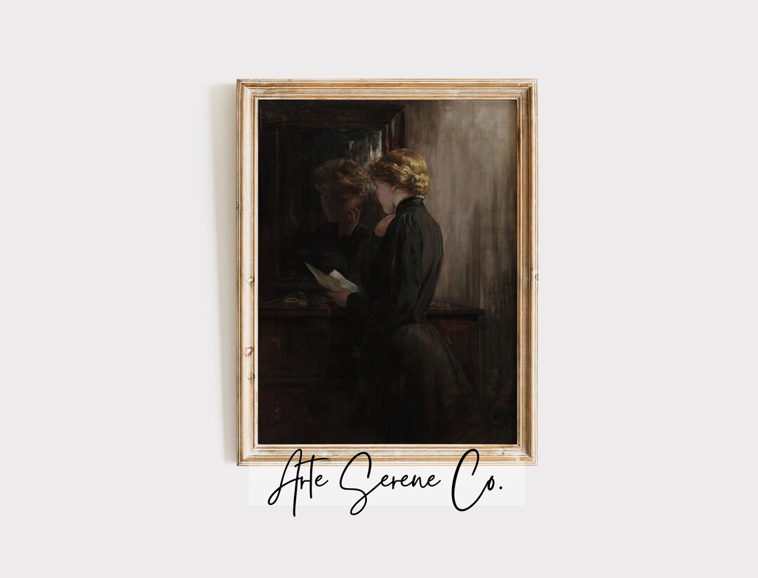 Vintage Portrait Painting Dark and Moody Art Prints Rustic Wall Art ...