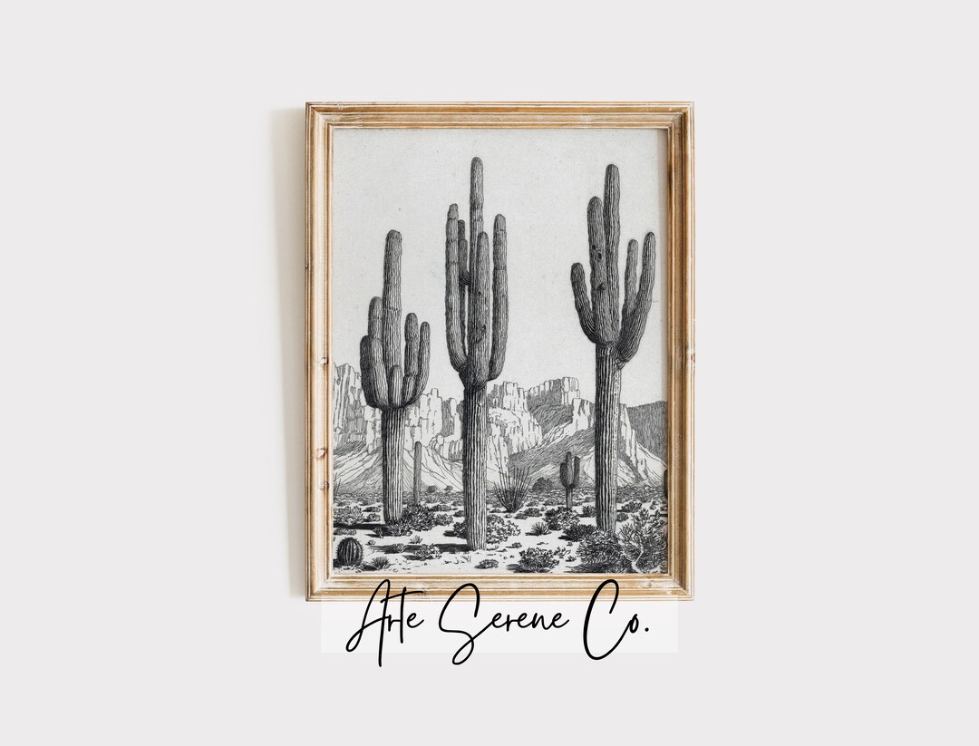 VINTAGE Retro Cactus Western Wall Art South Western Home Decor Cactus ...