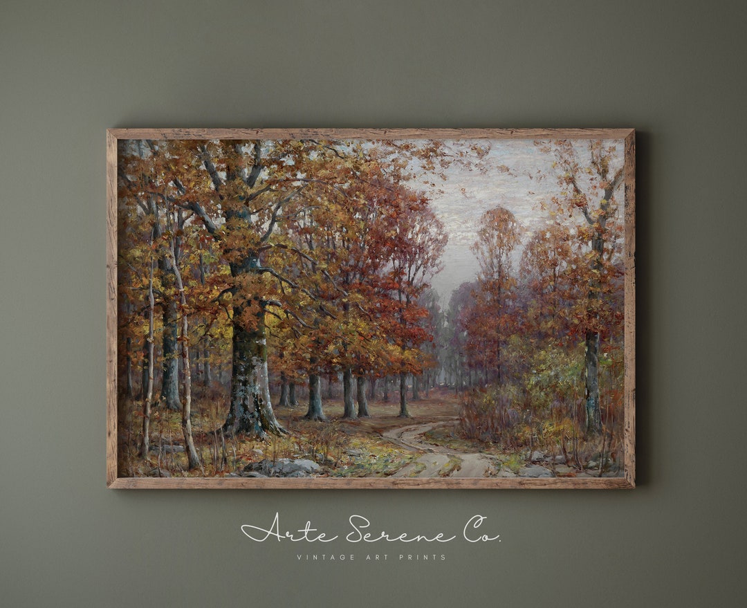 VINTAGE Autumn Landscape Printable Wall Art Fall Art Print Farmhouse ...