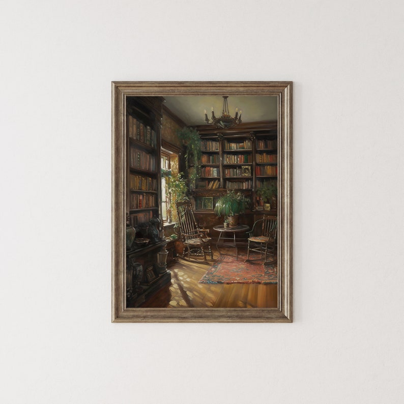 ANTIQUE Printable Home Decor Wall Art Library Books Digital - Etsy