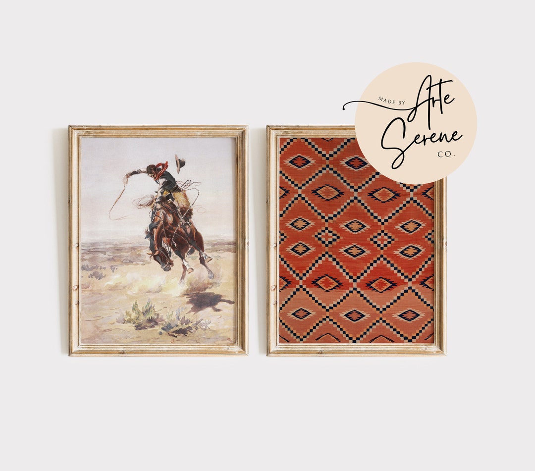 VINTAGE Southwestern Gallery Wall Printable Art Set of 2 Western Cowboy ...