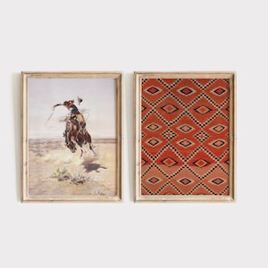 VINTAGE Southwestern Gallery Wall Art Print Set of 6 Western Cowboy ...