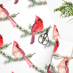 Cardinal Wrapping Paper, Animal Print Paper, Bird Print, Holiday Gift ...