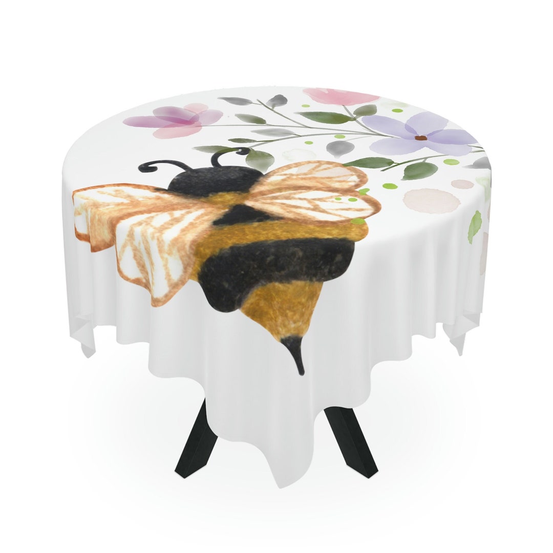 Bumble Bee Table Cloth, Bees and Flowers, Spring Decor, Gift Giving ...