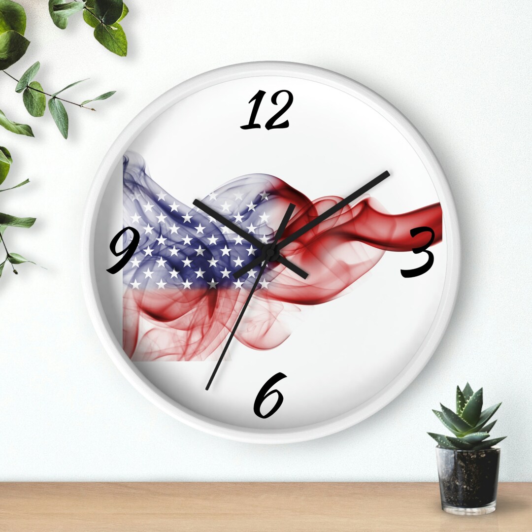 Patriotic Wall Clock, Red, White and Blue Clock, Memorial Day, 4th of ...
