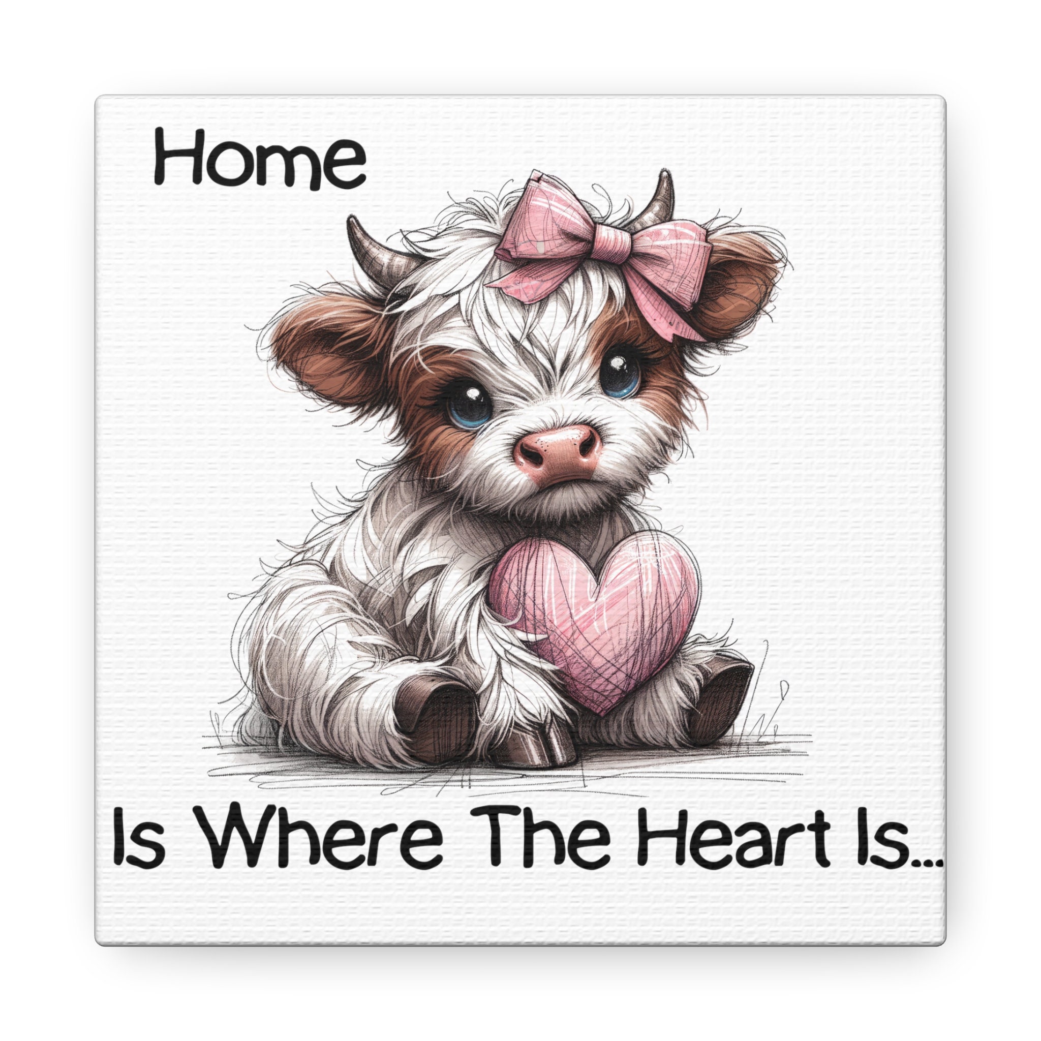 Baby Highland Cow Canvas, Wooly Cow Picture, Farmhouse Decor, Home ...