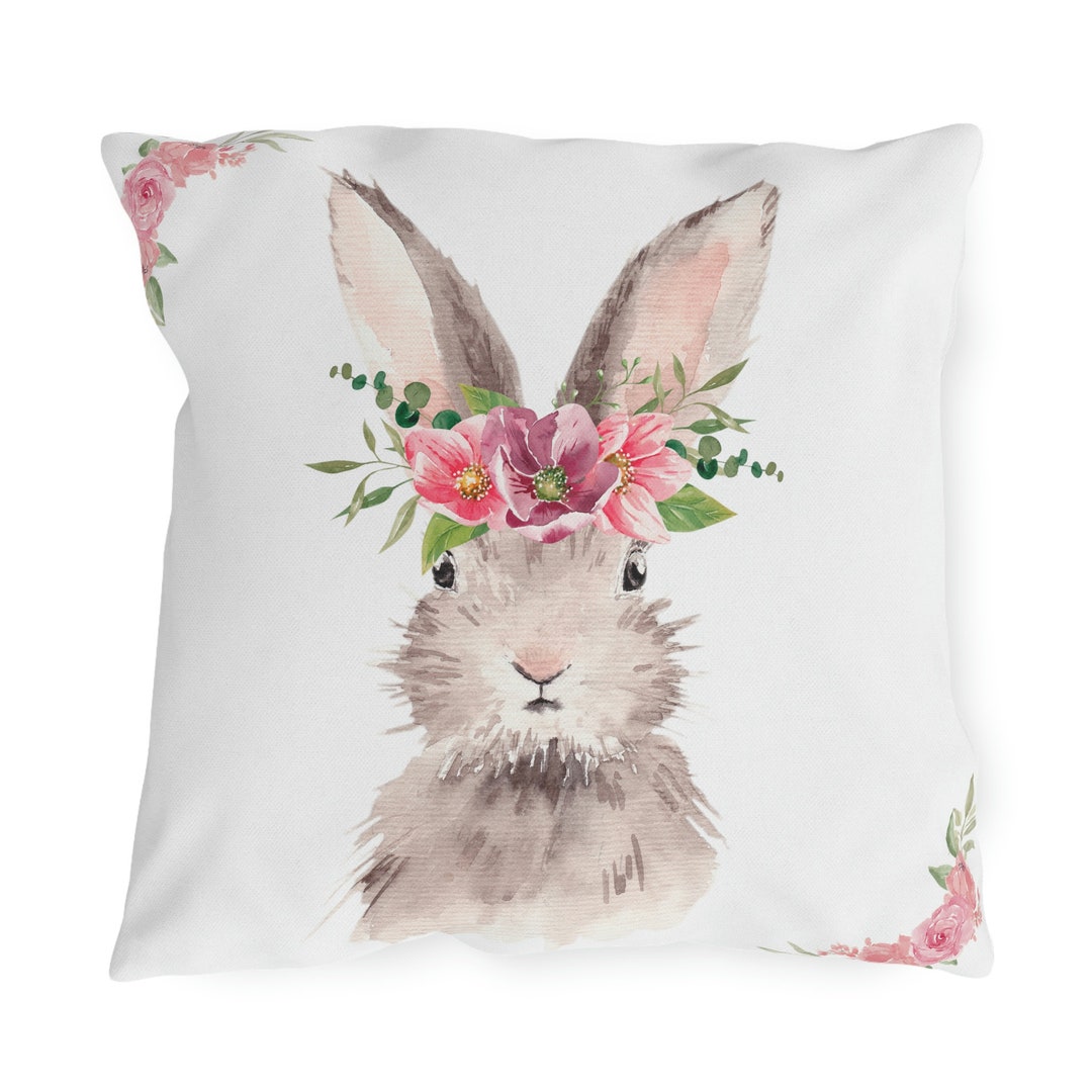 Adorable Bunny Outdoor Pillows Spring Bunny Pillow Easter Pillow Indoor ...