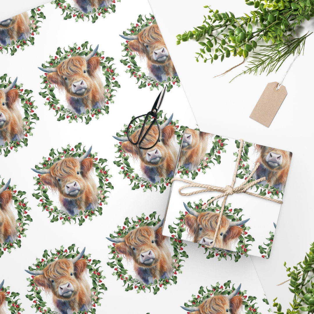Wooly Cow Wrapping Paper, Christmas Wrapping Paper, Northland Cow ...