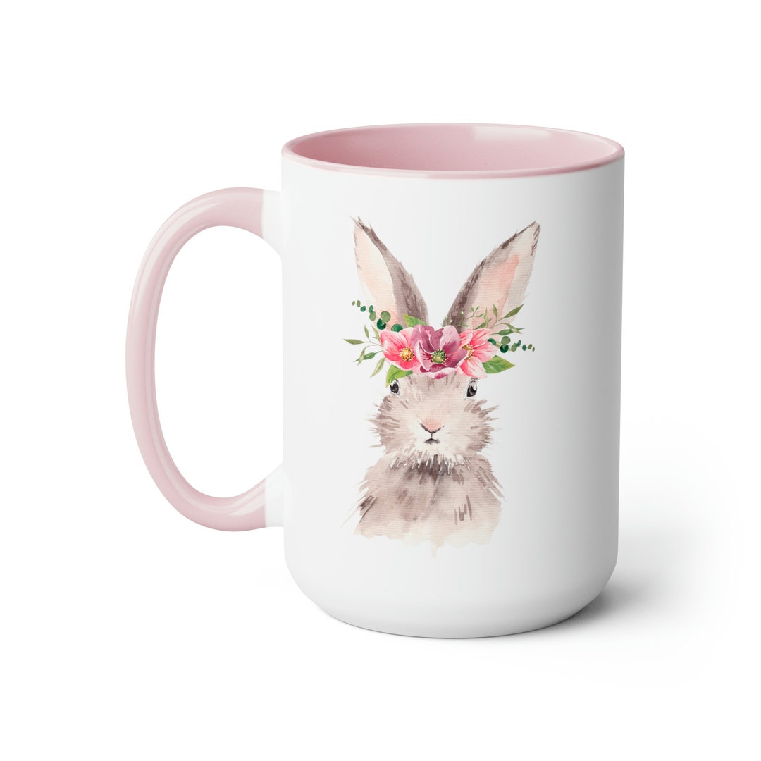 Adorable Bunny Two-tone Coffee Mugs, Large 15oz Coffee Mug, Bunny Mug ...
