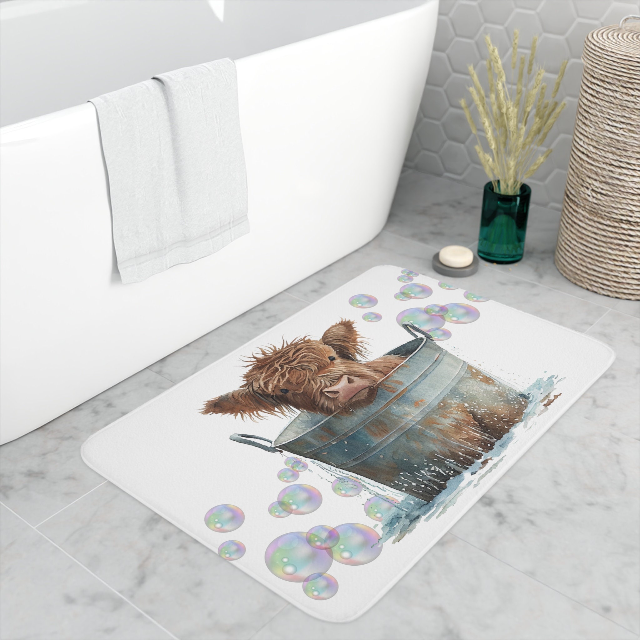 Cute Wooly Cow Memory Foam Bath Mat Bathroom Decor Country - Etsy