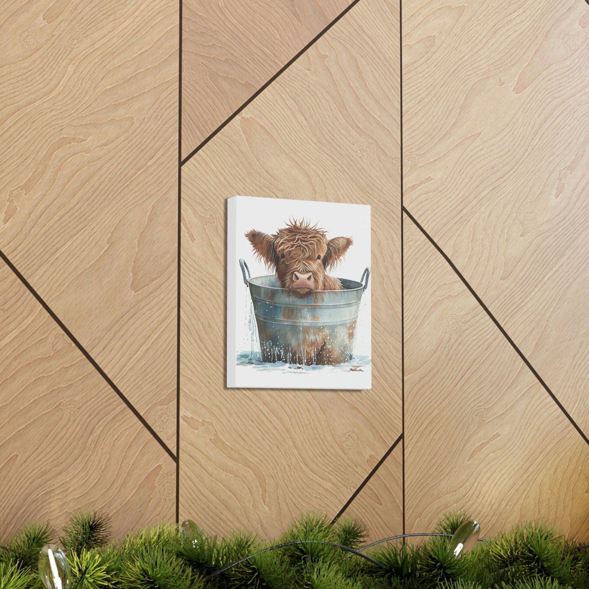 Baby Highland Cow Canvas Wooly Cow Picture Farmhouse Decor - Etsy